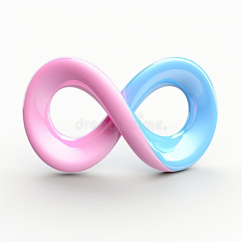 Infinity Symbol in Light Blue and Pink Colors on a White Background ...