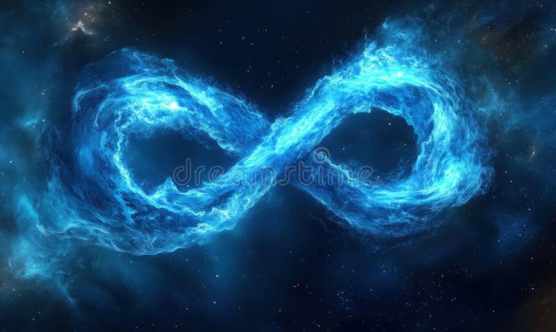 Infinity Symbol Made of Blue Cosmic Energy in Starry Space Background ...