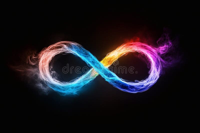 An Infinity Symbol Made of Color Light, with Swirling Patterns Stock ...