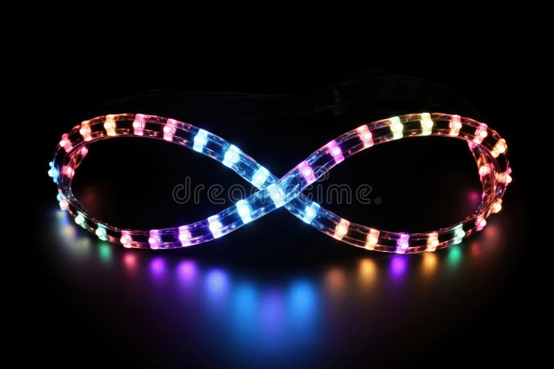 Infinity Symbol Made of Colorful Led Lights Against a Dark Background ...