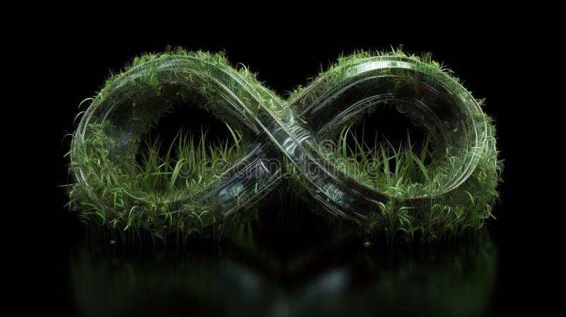 Infinity Symbol Made of Grass on Black Background. Stock Illustration ...