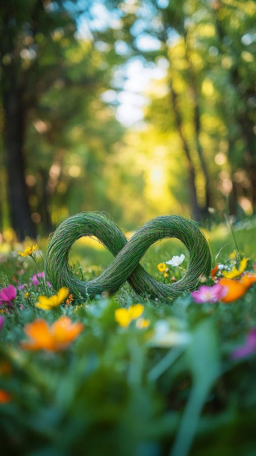 Infinity Symbol Made of Grass in a Vibrant Flower Meadow Stock Photo ...