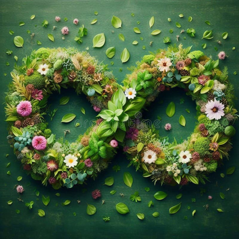 Infinity Symbol Made of Greenery and Flowers, Concept of Conservation ...