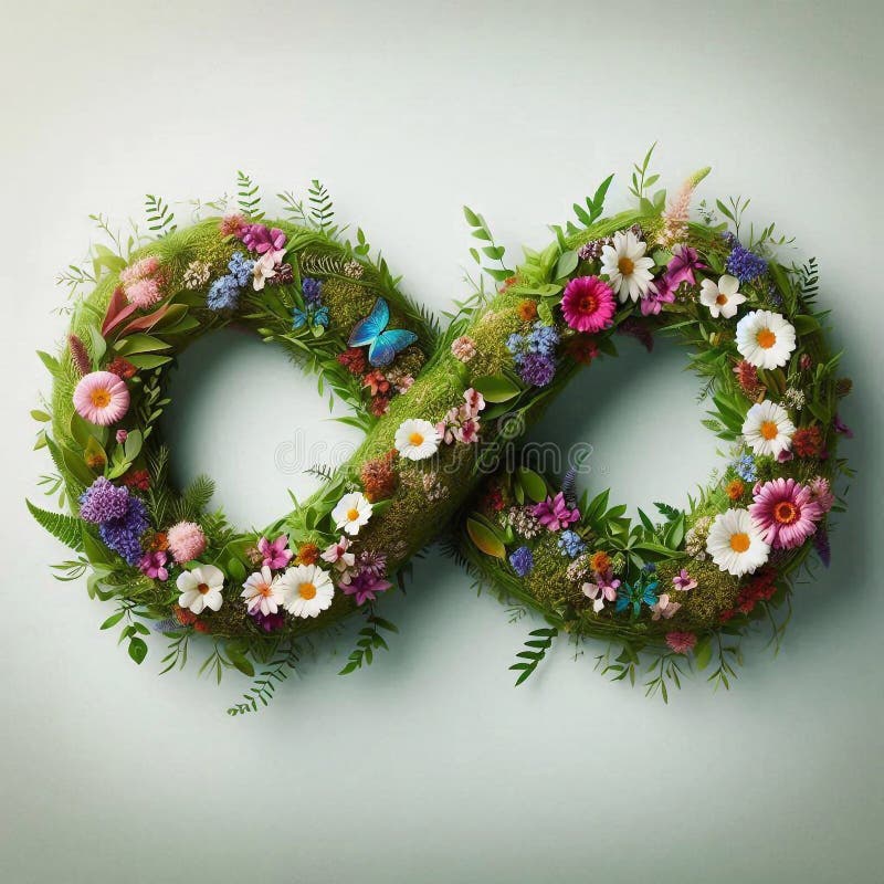 Infinity Symbol Made of Greenery and Flowers, Concept of Conservation ...