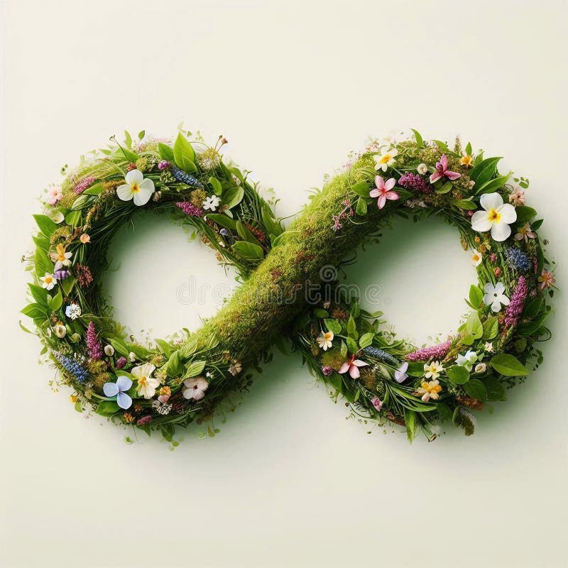 Infinity Symbol Made of Greenery and Flowers, Concept of Conservation ...