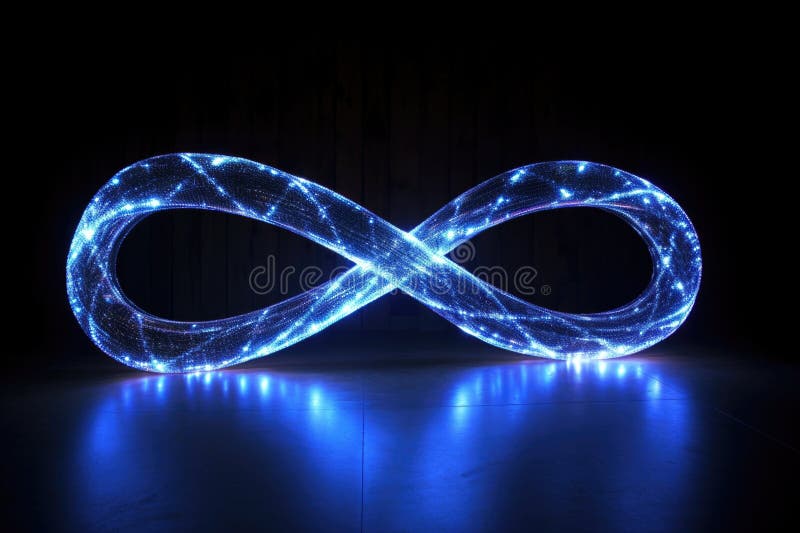 Infinity Symbol Made from a Twisted, Glowing Led Light Strip in a Dark ...