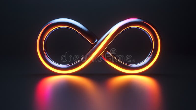 Infinity Symbol with Neon Glow on Dark Surface Represents Eternity and ...