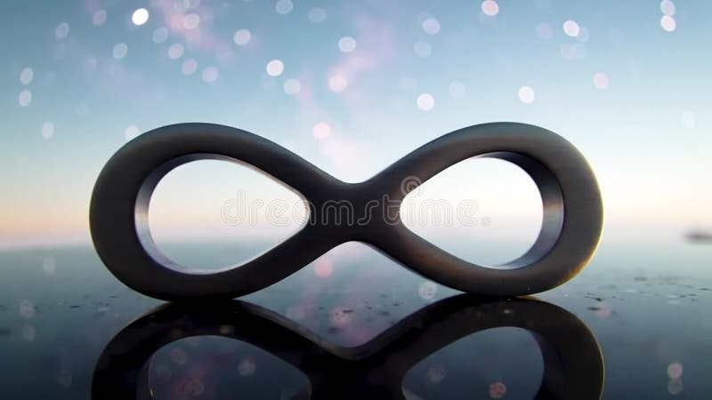 Infinity Symbol Reflecting on Surface with Bokeh Background Stock Video ...