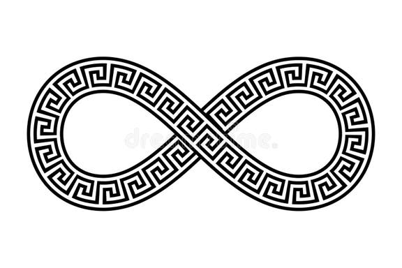 Infinity Symbol with Seamless Meander Pattern Stock Illustration ...