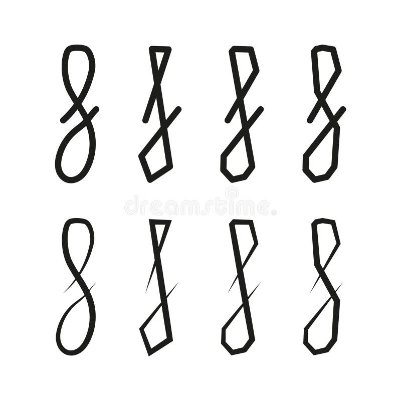 Infinity Symbol Set. Abstract Loop Shapes. Geometric Curved Elements ...