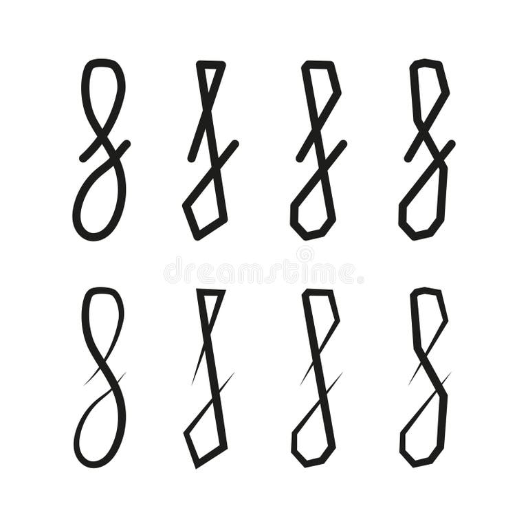 Infinity Symbol Set. Abstract Loop Shapes. Geometric Curved Elements ...