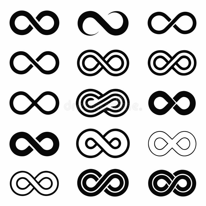 Infinity Symbol Set Diverse Designs Endless Loop Abstract Icons Graphic ...
