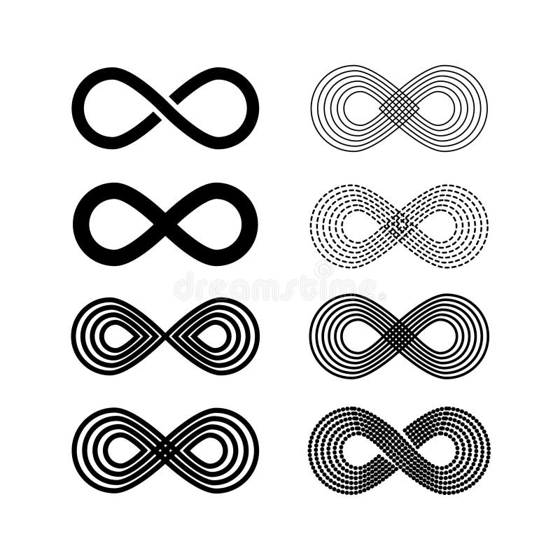 Infinity Symbol Set. Vector Illustration on White Background Stock ...