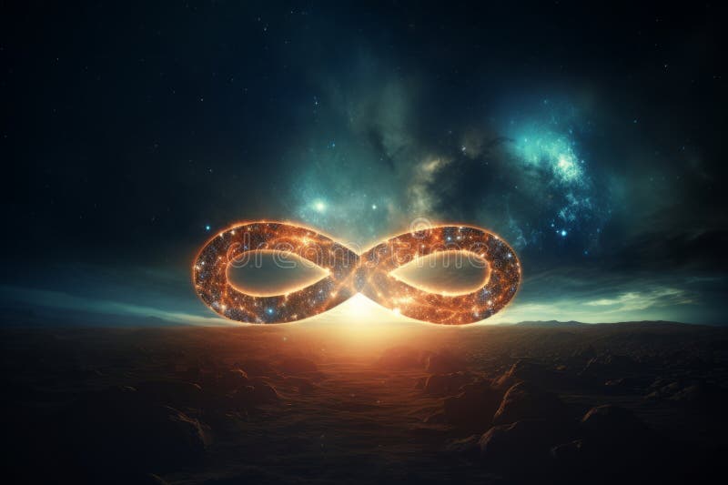 The Infinity Symbol is Shown in Front of the Night Sky Stock ...