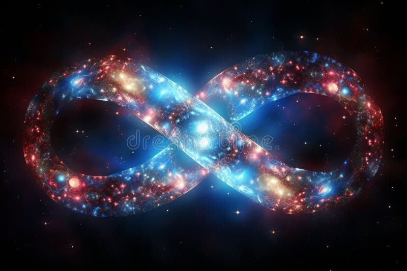The Infinity Symbol is Shown in a Space Background Stock Illustration ...