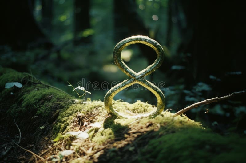 An Infinity Symbol is Sitting on Top of a Moss Covered Tree Stock ...