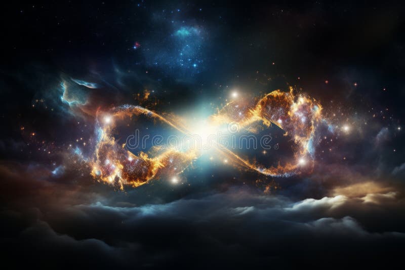 Infinity Symbol in the Sky with Clouds and Stars Stock Illustration ...