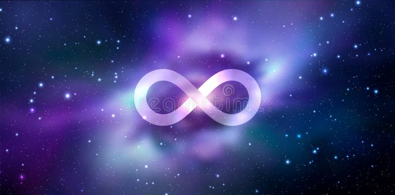 Infinity Symbol on Space Background. Mystical Vector Illustration Stock ...