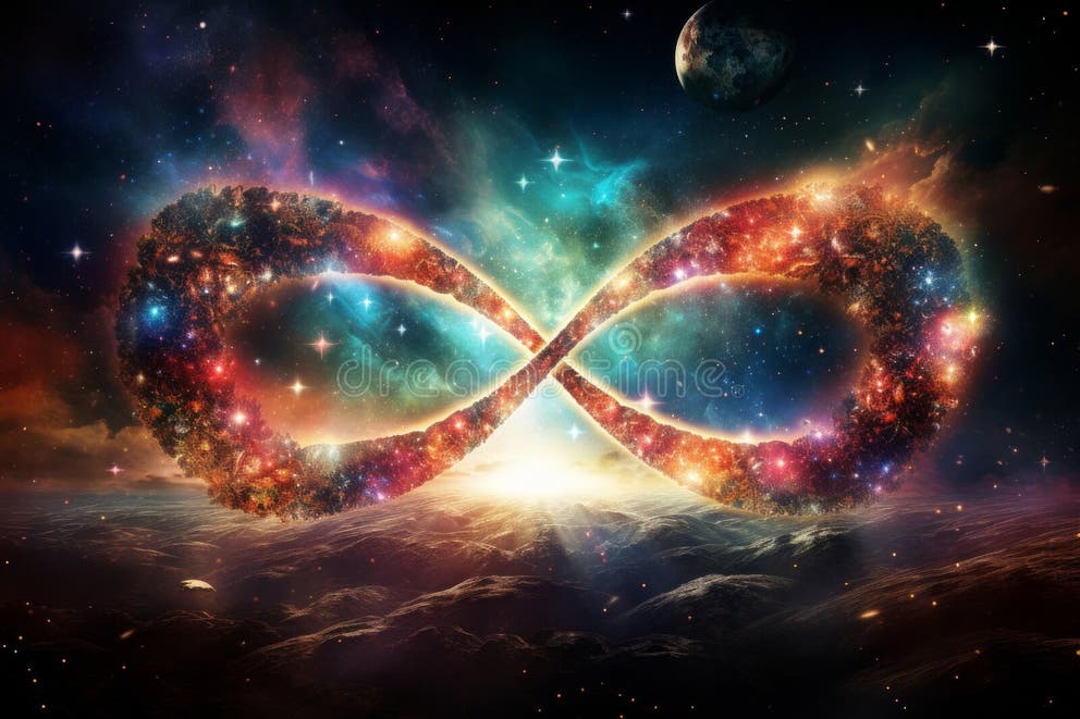 An Infinity Symbol in Space with Stars Stock Illustration ...