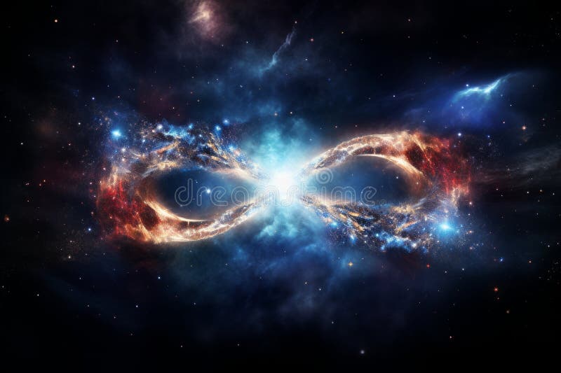 Infinity Symbol in Space with Stars and Nebula Stock Illustration ...