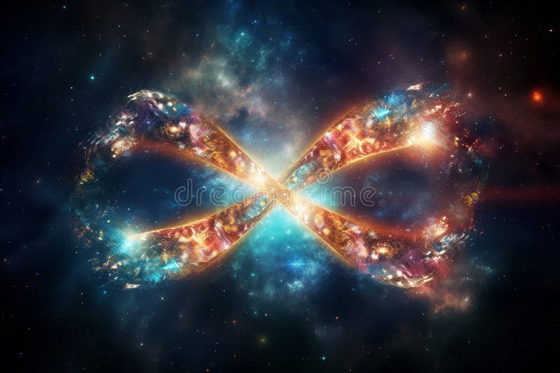Infinity Symbol in Space with Stars and Nebula Stock Illustration ...