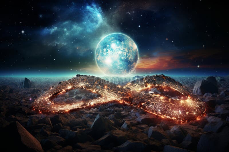 Infinity Symbol on the Surface of the Earth with a Planet in the ...