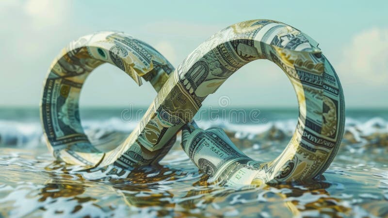 Infinity Symbol Transforms into a Cascading Wave of Cash, Representing ...