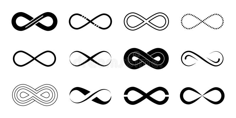 Infinity Symbols Black Elements, Line Loop Logo. Endless Isolated Icons ...