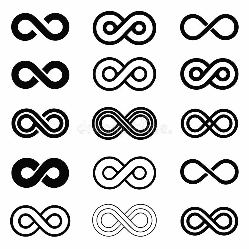 Infinity Symbols Collection of Black Line Art Designs Endless Loop ...