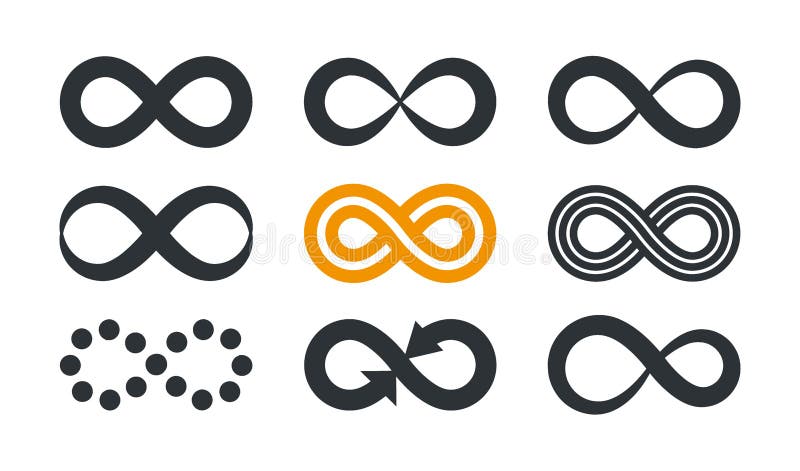 Set of Different Infinity Symbols Stock Vector - Illustration of curve ...