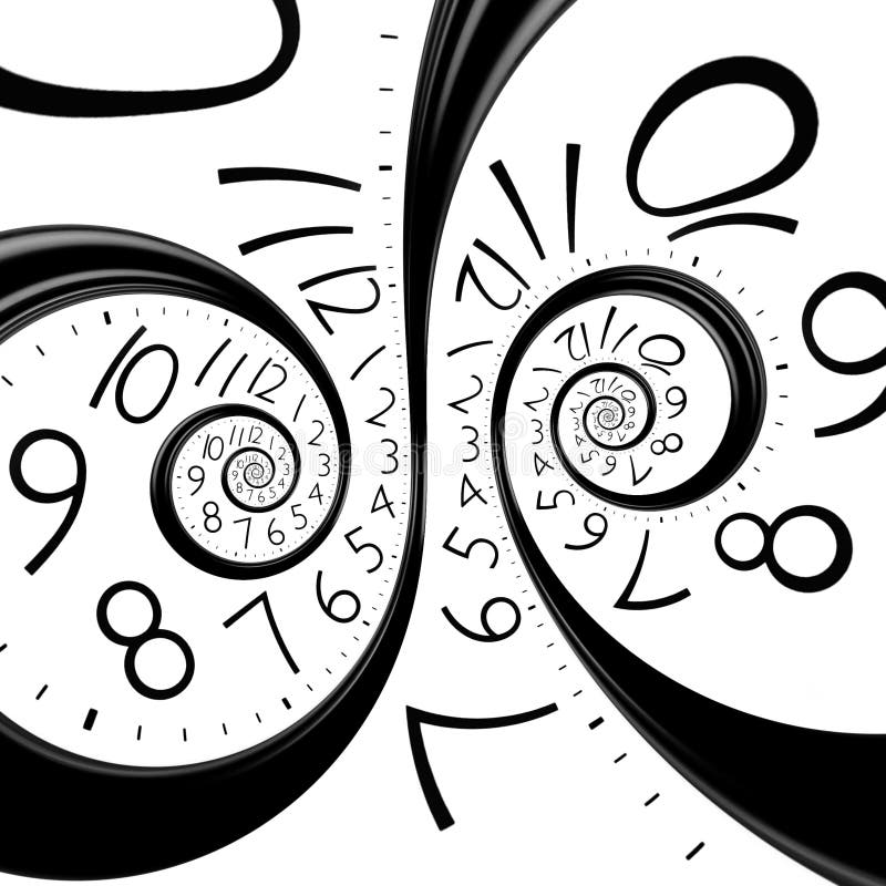 Infinity Time Spiral in Space, Antique Surreal Old Clock Abstract ...