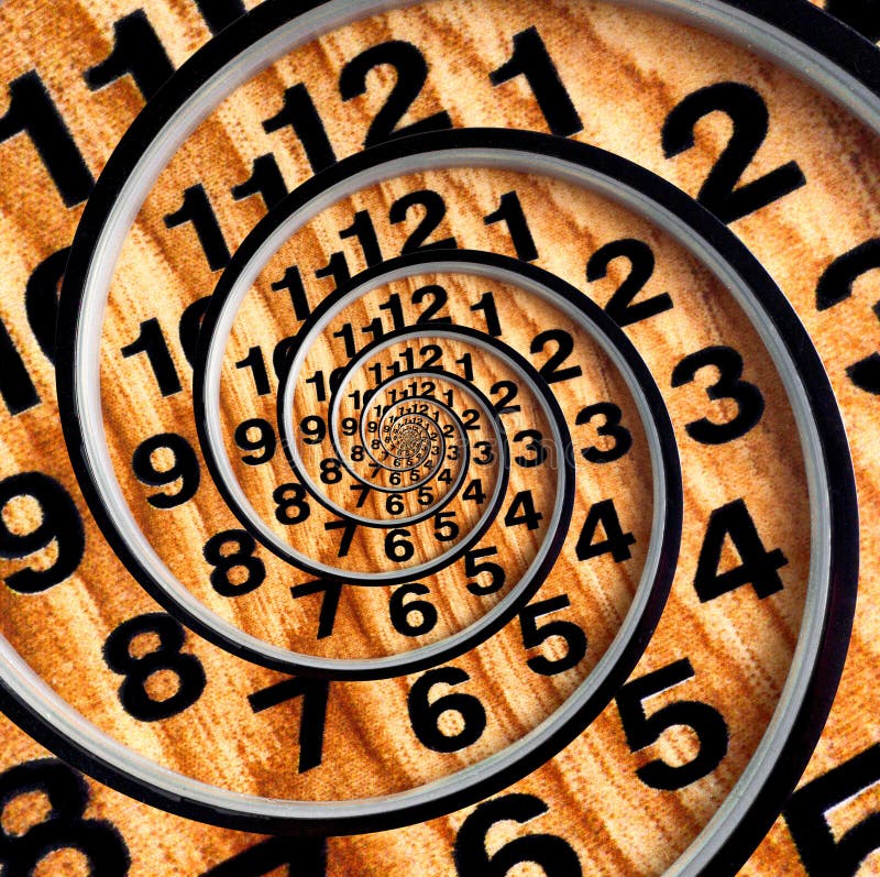 Wooden Infinity Clock with Endless Spiral Curves. Cycles of Time Stock ...