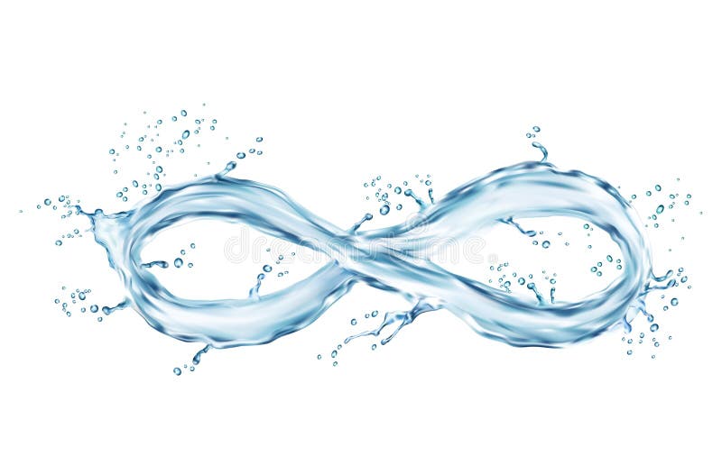 Infinity Water Splash Loop Wave and Drops Splatter Stock Vector ...