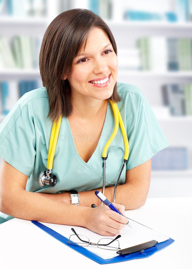 Jolie infirmière image stock. Image du interne, joyeux - 27010743