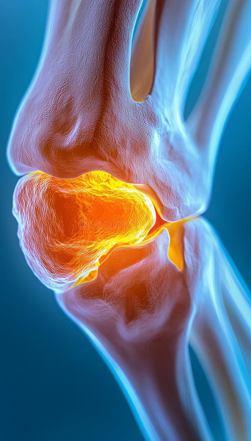 Inflamed Human Knee Joint Close-Up on Bone Structure and Inflammation ...