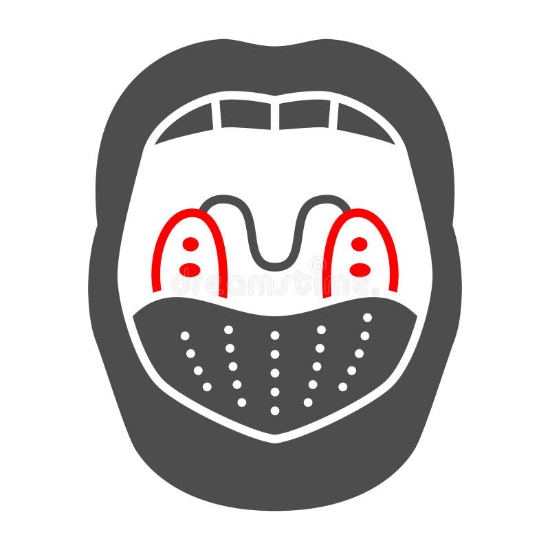 Human with Tonsil Inflammation Line and Solid Icon. Sore Throat Symbol ...