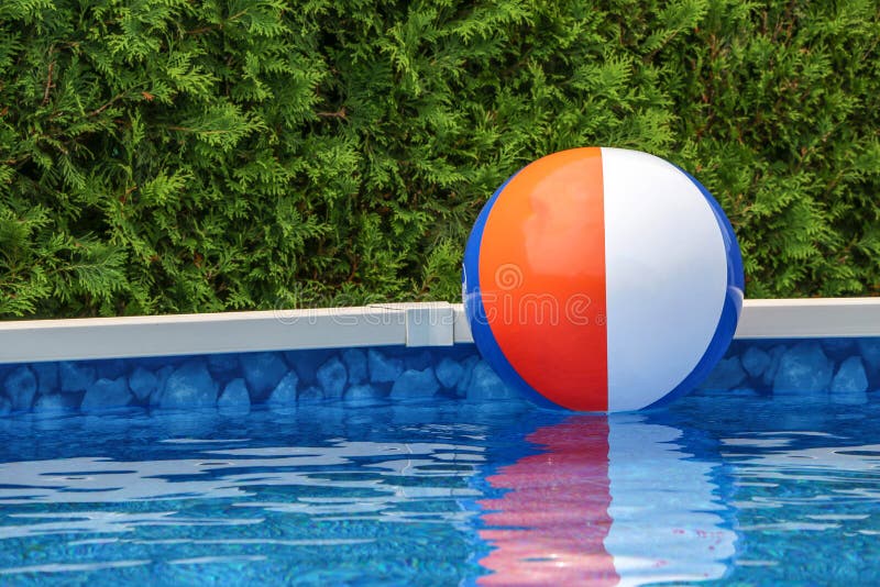 Inflatable Ball on Water in Swimming Pool Stock Image - Image of green ...