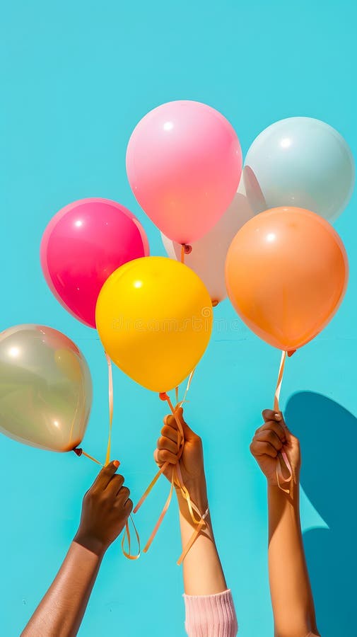 Inflatable Balloons in Hands Stock Illustration - Illustration of bulb ...