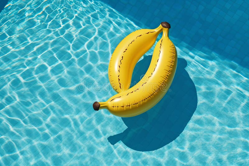 Inflatable Banana Swimming Pool Float. Summer Vacation Stock ...