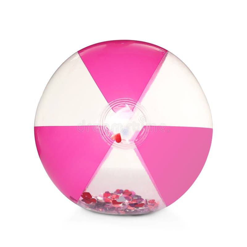 Inflatable Beach Ball with Confetti Inside Isolated on White Stock ...
