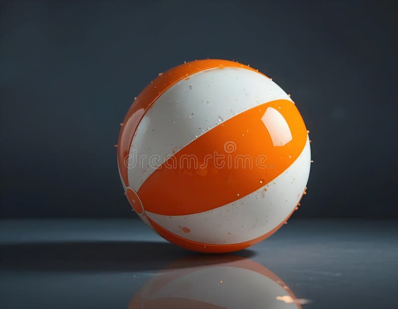 Inflatable Beach Ball with Water Droplets on Reflective Surface Stock ...