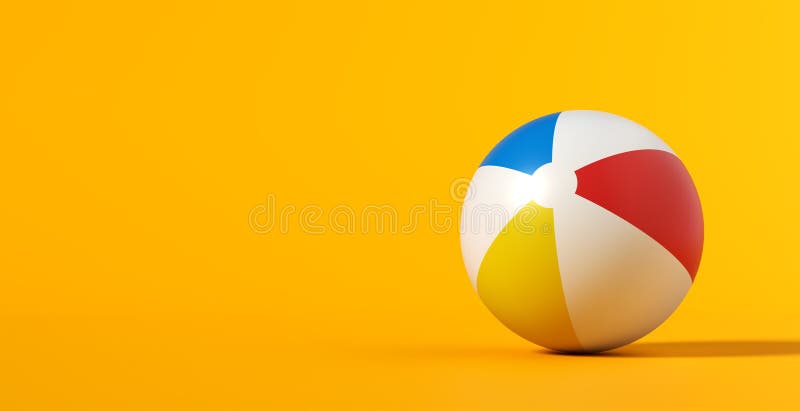 Inflatable Beach Ball on Yellow Summer Background Stock Illustration ...