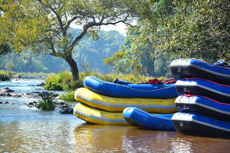 Inflatable boat Coorg stock photo. Image of hills, nature - 111160076