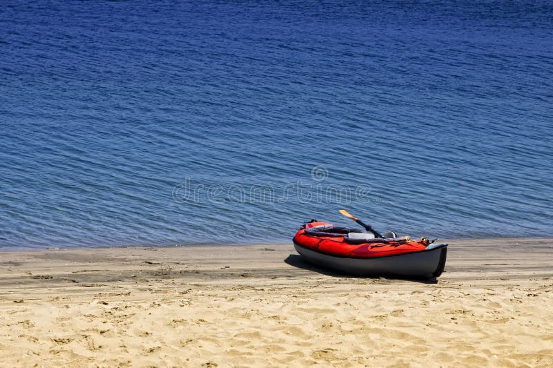 Inflatable Boat on the Pacific Ocean Beach Stock Photo - Image of alone ...