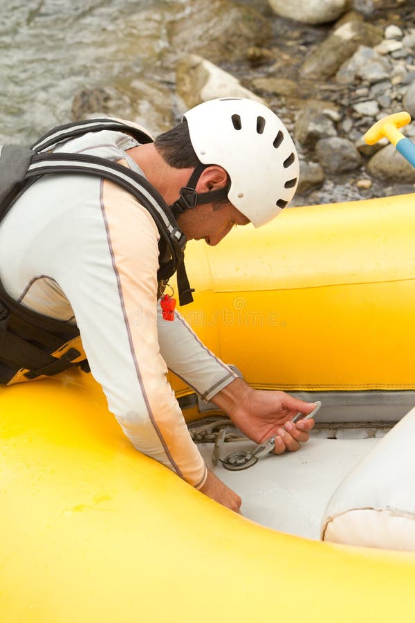 Whitewater River Rafting Boat Aerial View Stock Image - Image of helmet ...