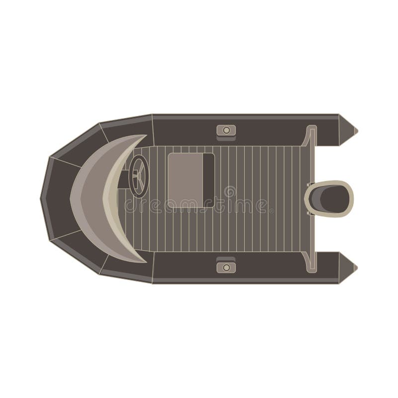 Inflatable Boat Top View Monochrome Flat in Gray Color Theme Stock ...