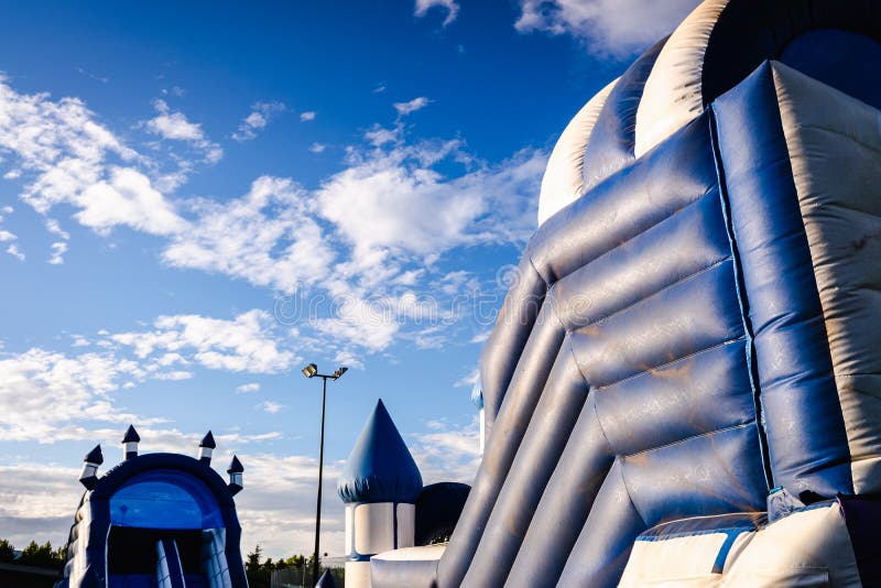 Inflatable Castles with Fun Shapes Stock Image - Image of fairground ...