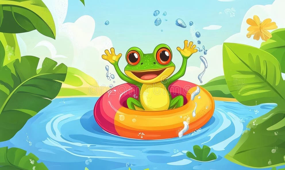 Inflatable Circle with a Cartoon Frog on it Stock Photo - Image of view ...