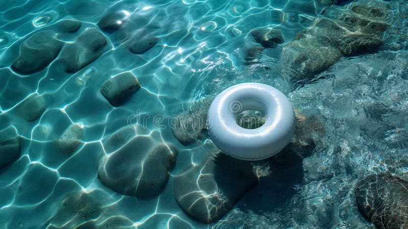 The Inflatable Circle Floats on the Water. Stock Illustration ...