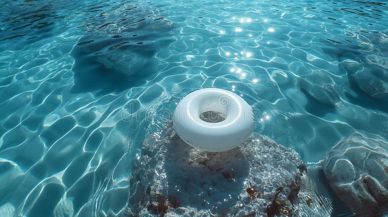 The Inflatable Circle Floats on the Water. Stock Illustration ...